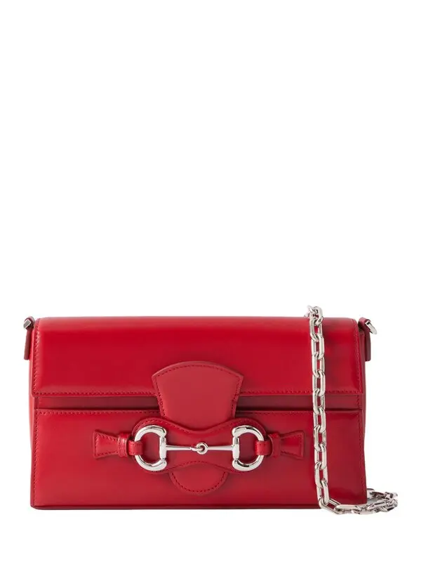 Gucci Horsebit Ristretto Medium Shoulder Bag - Red
