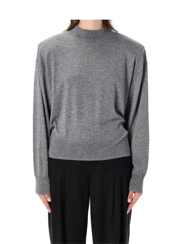 THE FRANKIE SHOP Wool-blend Ribbed Turtleneck Knit Top - Grey