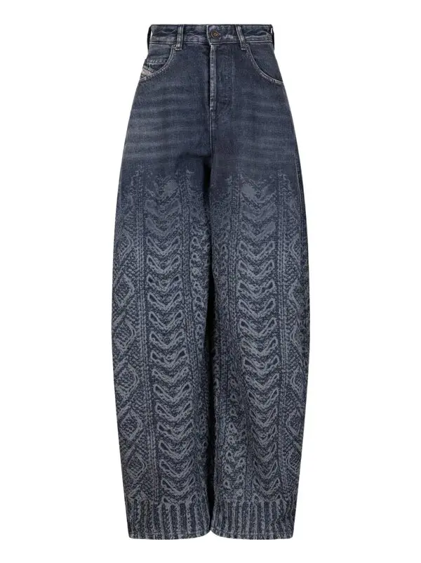 DIESEL® Patterned Wide-leg Jeans - Black