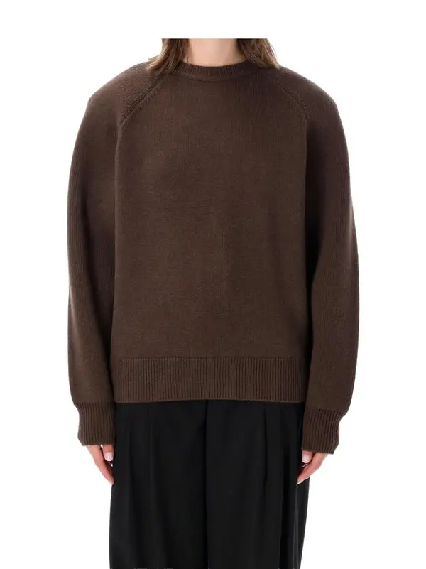 THE FRANKIE SHOP Wool-blend Sweater With Shoulder Pads - Brown