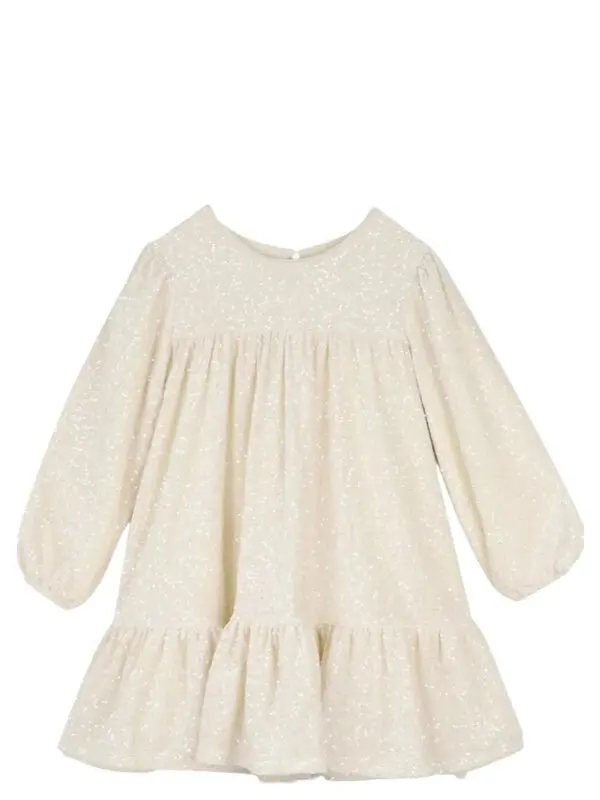 BILLIEBLUSH Sequin Embellished Ruffled Dress - Beige