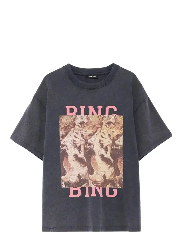 ANINE BING Lion" Graphic Short Sleeve T-shirt - Grey
