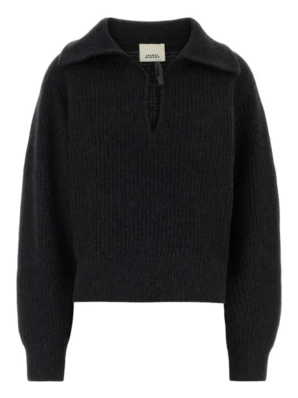 Isabel Marant Étoile Long-sleeved Sweater With Fold-over Collar - Black