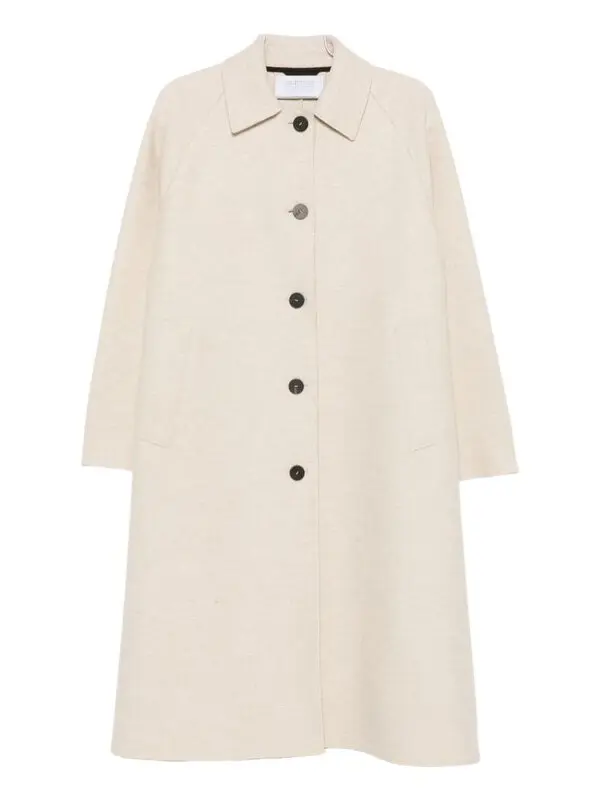 Harris Wharf London Button-fastening Raglan-sleeve Coat - Beige