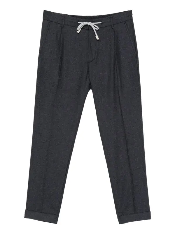 Eleventy Drawstring Waist Pleated Trousers - Blue