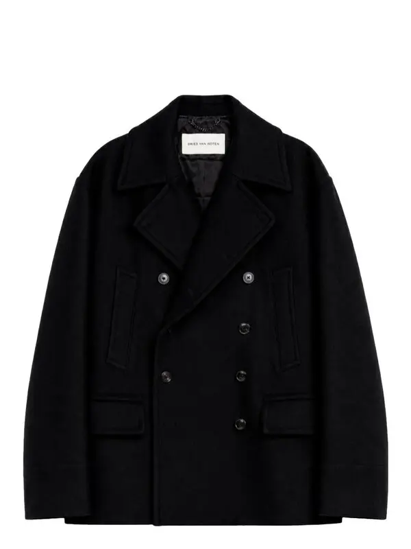 Dries Van Noten Double-breasted Wool Overcoat - Black