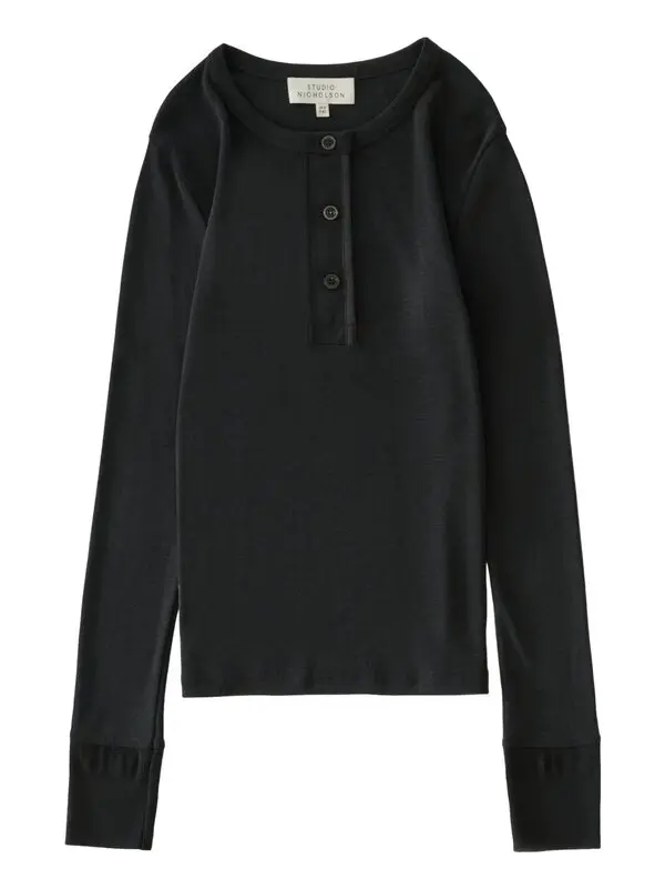 Studio Nicholson Roane Buttoned Top - Black