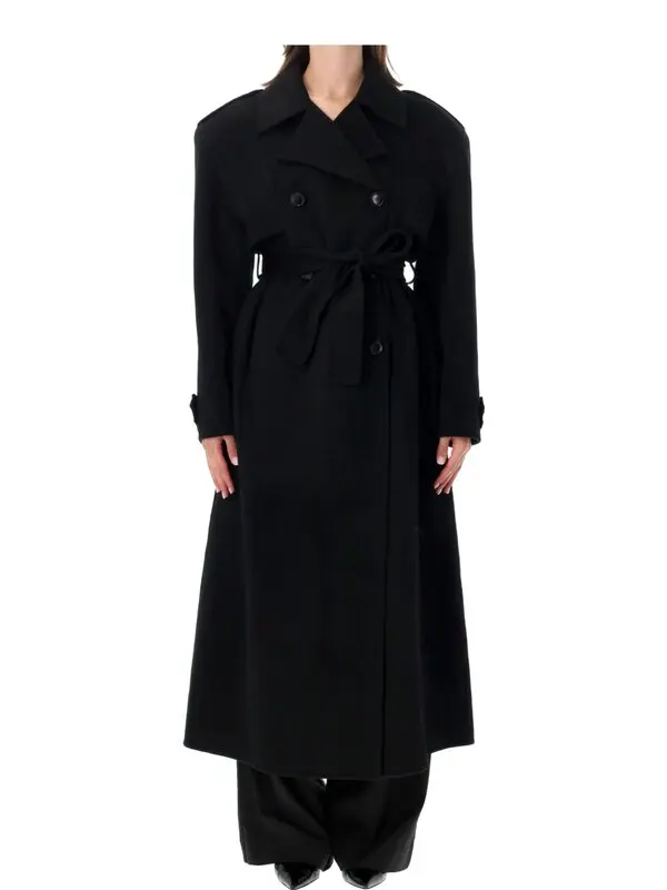 THE FRANKIE SHOP Double-breasted Belted Coat - Black