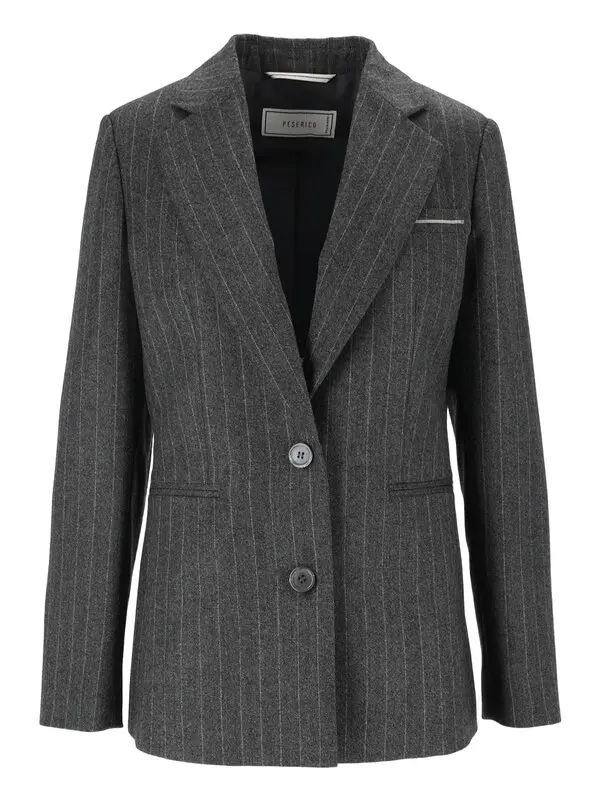 Peserico Single-breasted Striped Blazer - Black