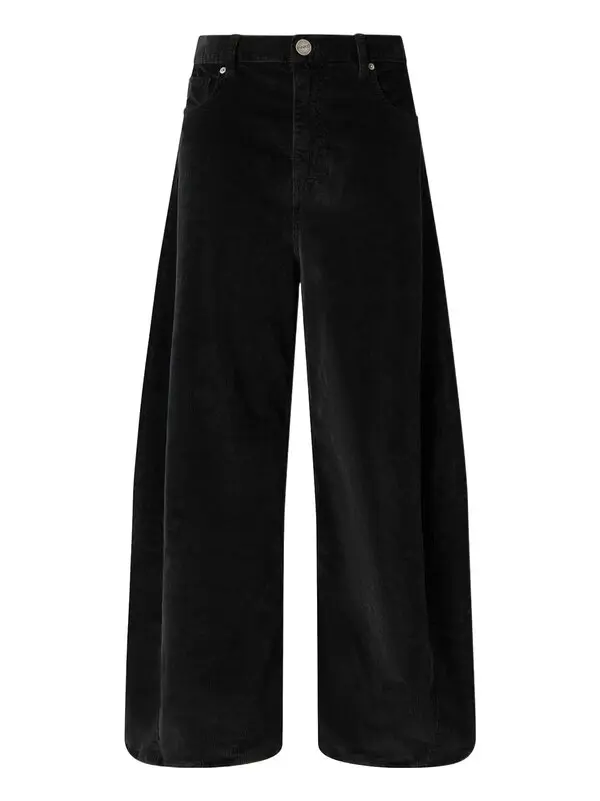 Pinko Corduroy Wide-leg Trousers - Black