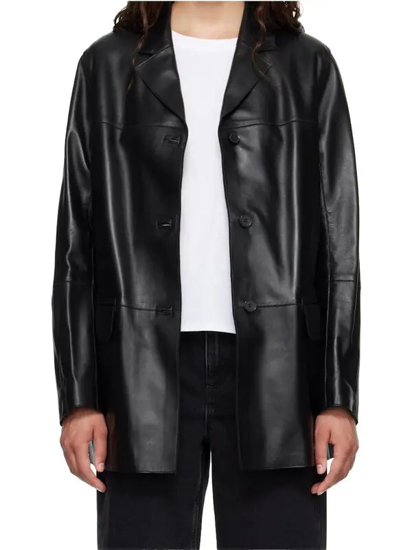 Loulou De Saison Nari Leather Blazer - Black