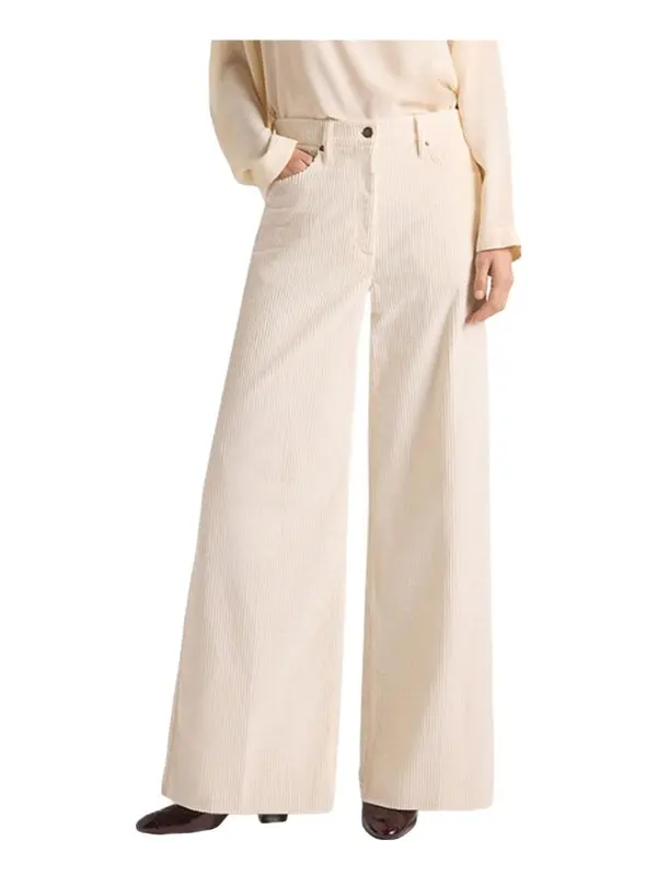 Momoni Aoki Bis Corduroy Wide-leg Trousers - Cream
