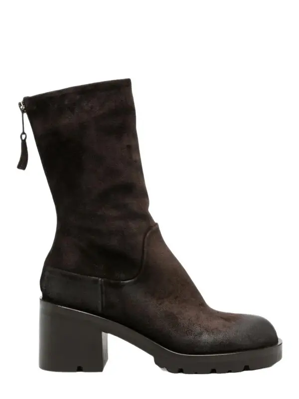 STRATEGIA Round-toe Zip-up Boots - Brown