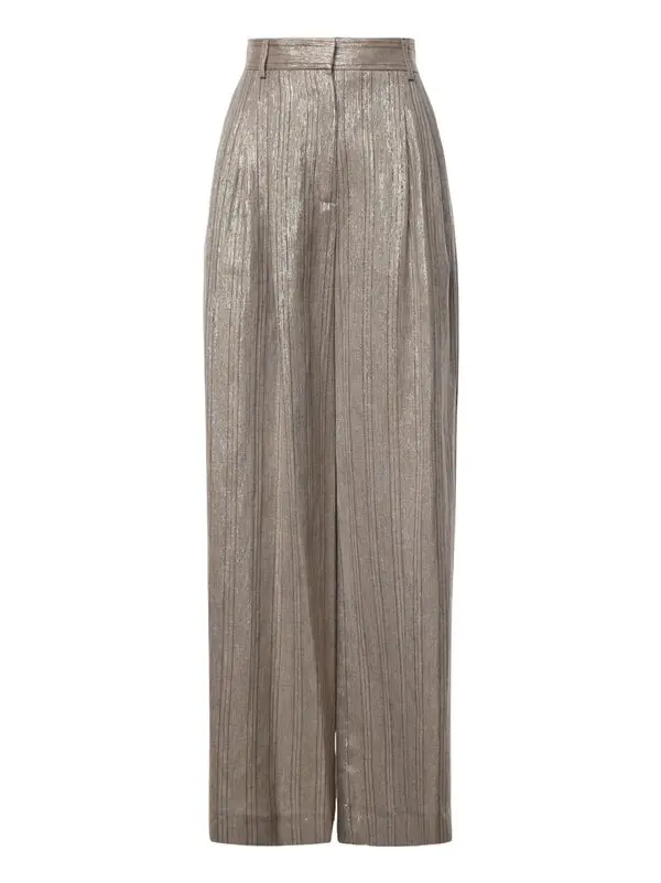 OTTOD'AME Pinstriped Wide-leg Pants - Beige