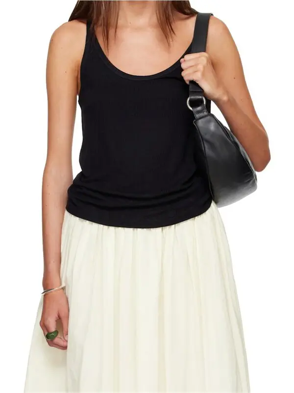 Loulou De Saison Roni Ribbed-knit Tank Top - Black