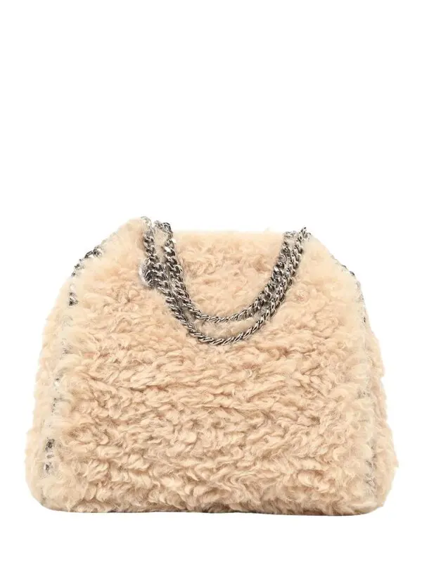 Stella McCartney Shearling Chain Linked Crossbody Bag - Ivory