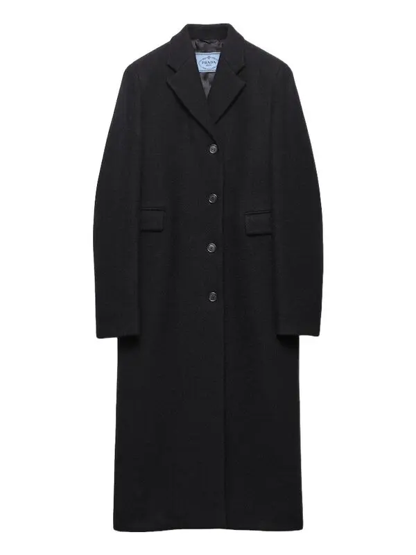 Prada Single-breasted Shetland Wool Coat - Black