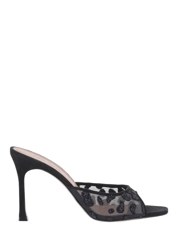 Amina Muaddi Embellished Mesh High-heeled Sandals - Black