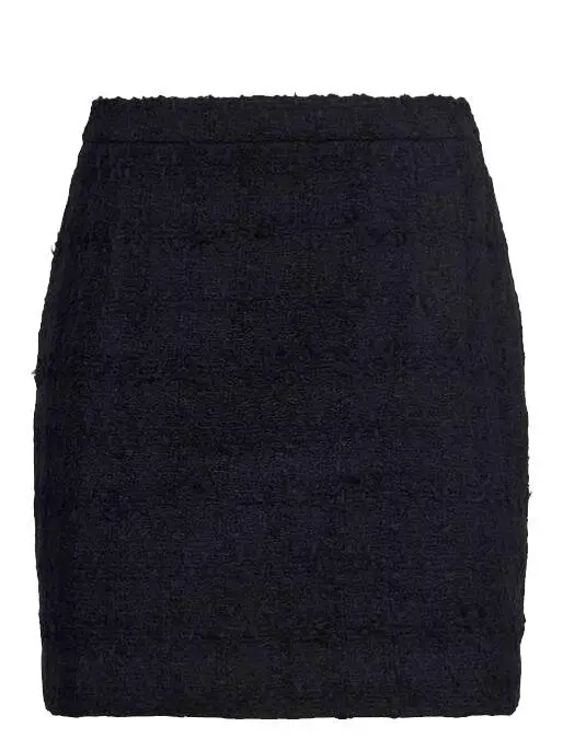 Alessandra Rich Check Tweed Bouclé Mini Skirt - Black