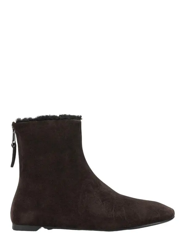 STRATEGIA Suede Zip Ankle Boots - Brown