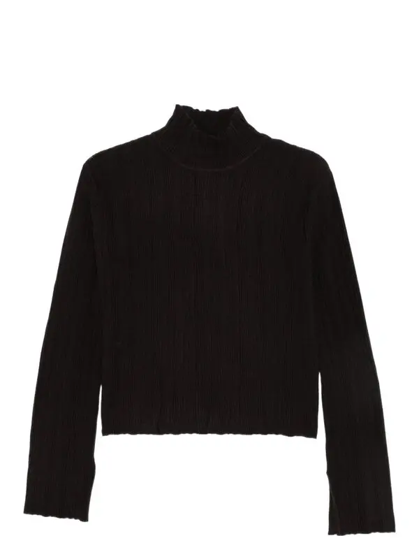ALYSI Ribbed Knit High Neck Sweater - Black