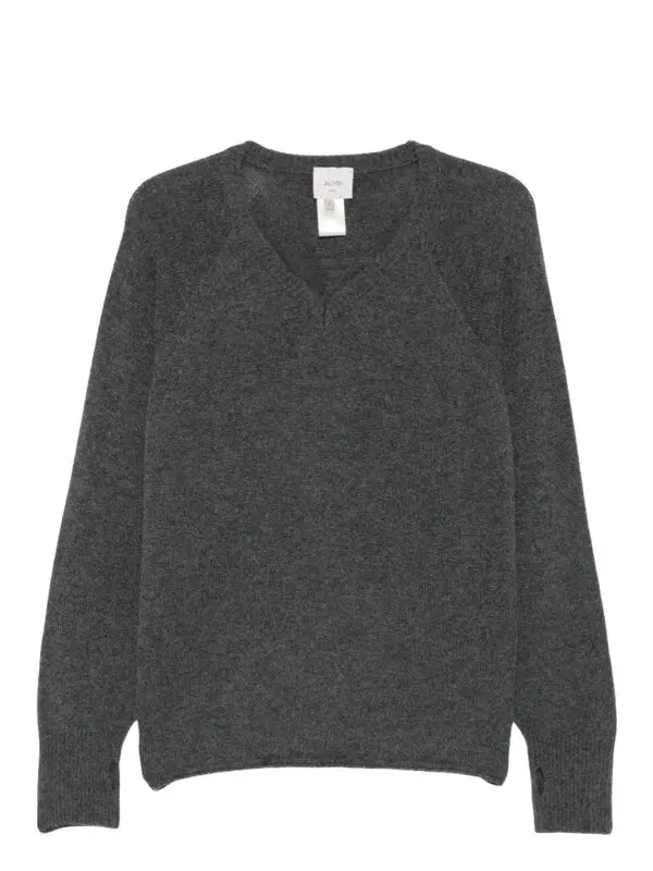 ALYSI Cashmere V-neck Sweater - Grey