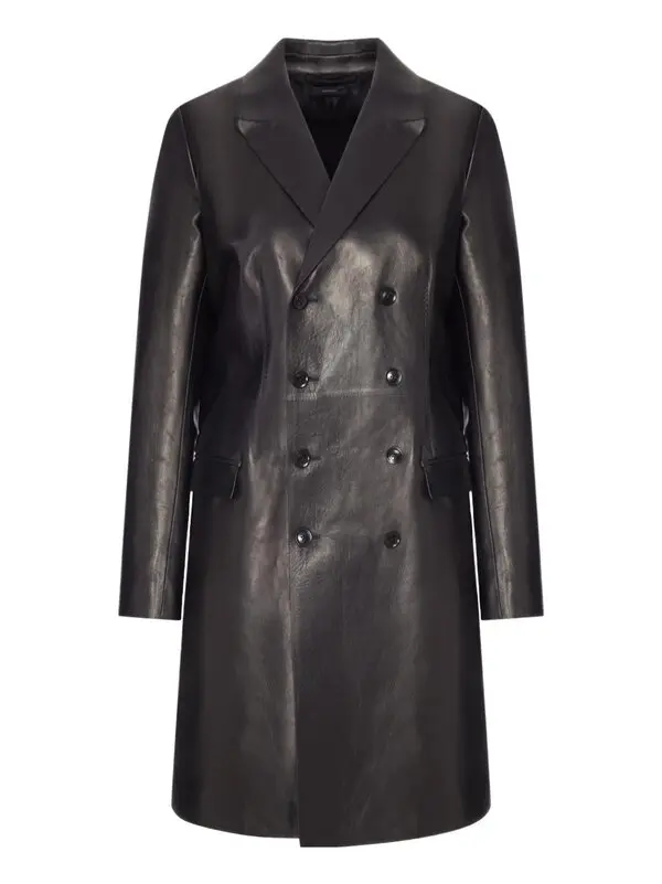 TOM FORD Long Sleeved Leather Coat - Black