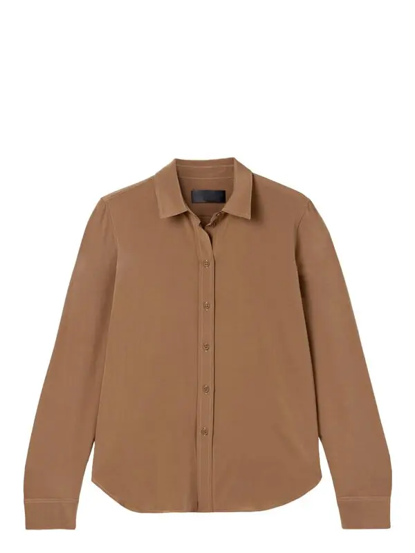 NILI LOTAN Gaia Silk Long-sleeve Shirt - Brown