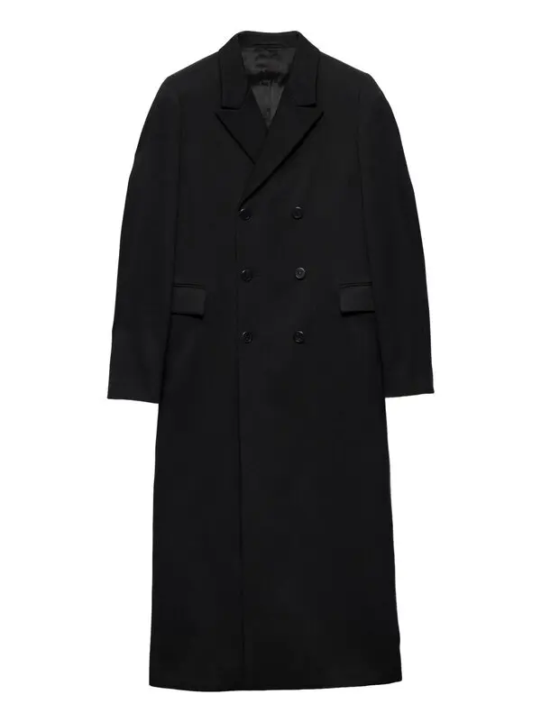 Prada Double-breasted Wool Coat - Black