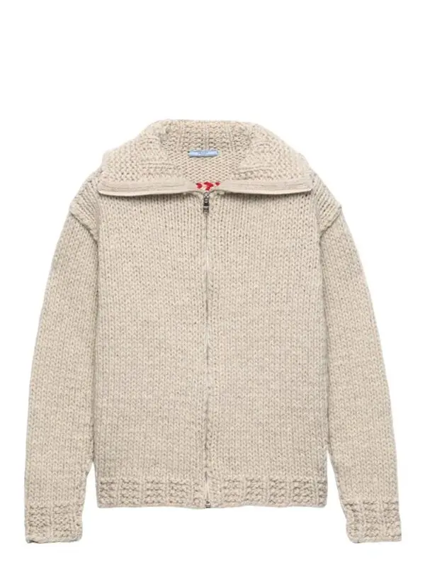 Prada Wool Zipper Cardigan - Ivory