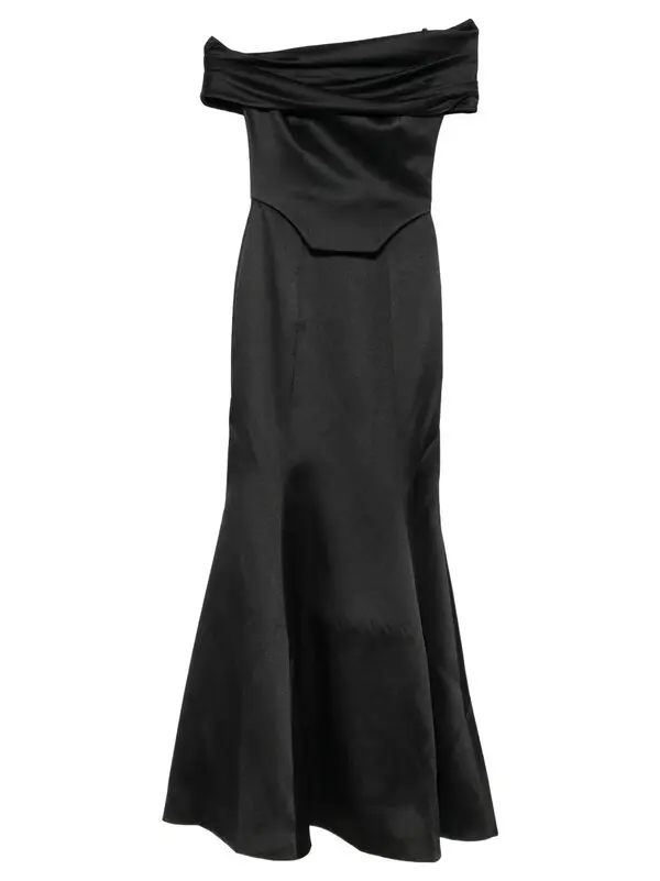 Solace Off-shoulder Draped Gown - Black