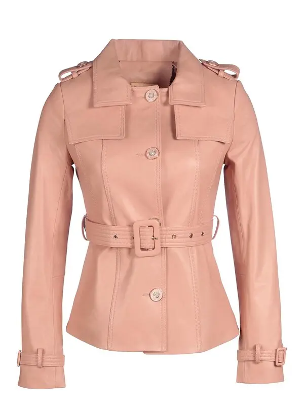 SANTINNI Bardot Leather Jacket - Pink