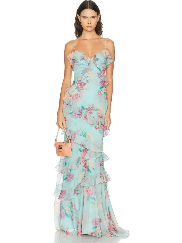 PatBO Flora Mist Long Dress - Blue