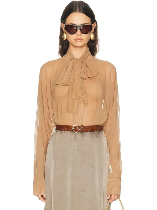 Norma Kamali Oversized Bow Bodysuit - Sable