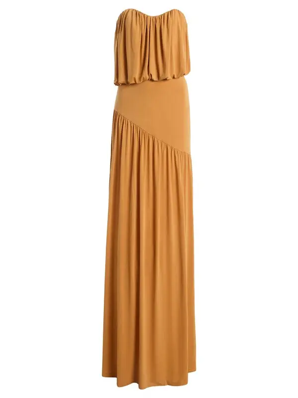 THIRD FORM Strapless Gathered Crepe Maxi Dress - Orange