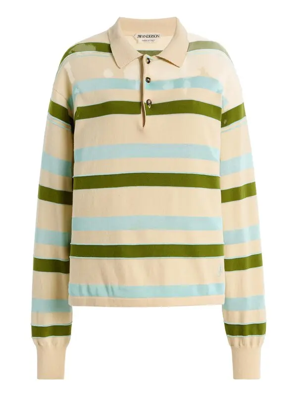 JW Anderson Cotton-wool Knit Polo Shirt - Stripe