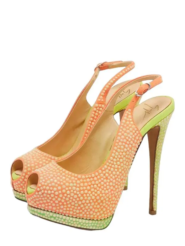 GIUSEPPE ZANOTTI Embellished Peep-toe Slingback Pumps - Orange