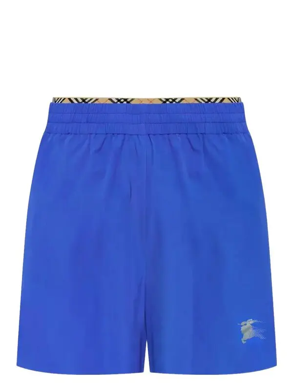 Burberry Stretch Nylon Shorts With Equestrian Knight Design - Blue