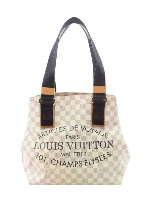 LOUIS VUITTON 2012 Damier Azur Beach Cabas Pm Tote Bag - White