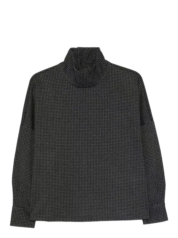 NIU Houndstooth Pattern High Neck Top - Grey