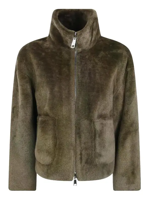 BETTA CORRADI Reversible Zip-up Jacket With Faux-fur Panels - Brown