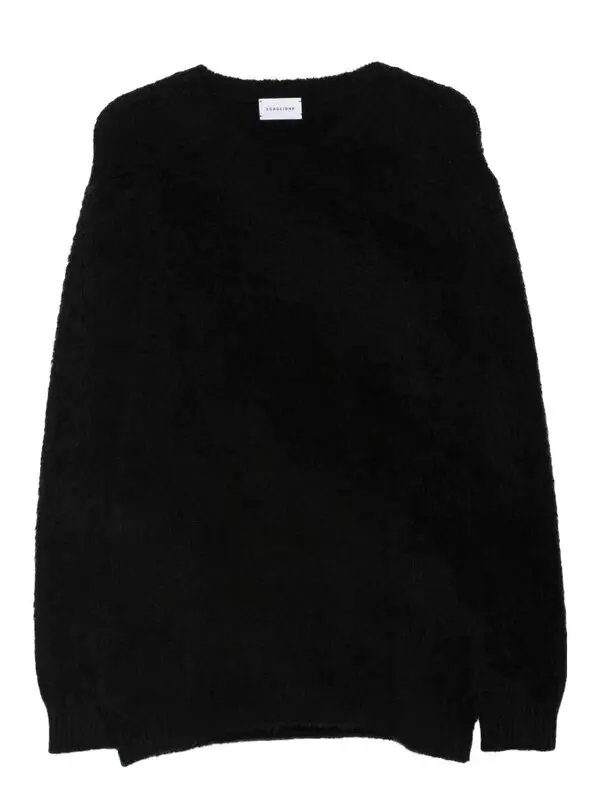 SCAGLIONE Bouclé-knit Crew Neck Sweater - Black