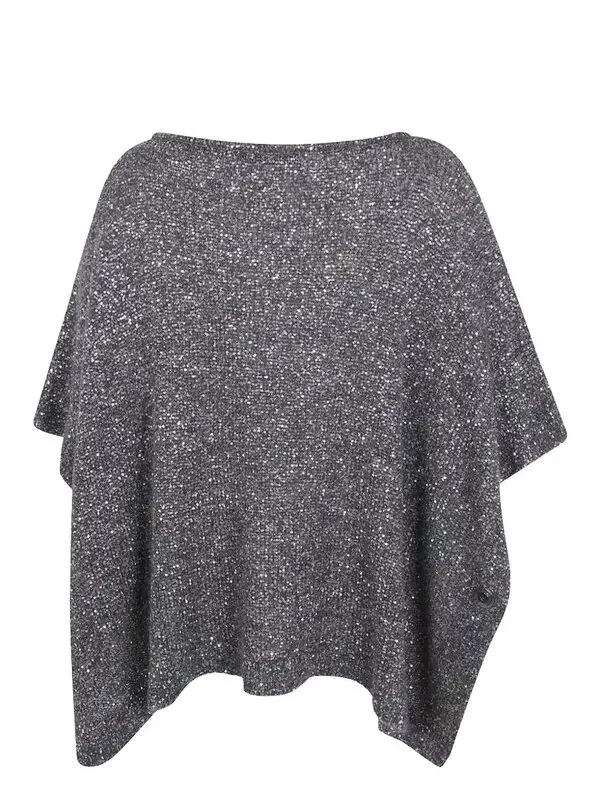 D.exterior Sequin-embellished Knitted Poncho - Grey