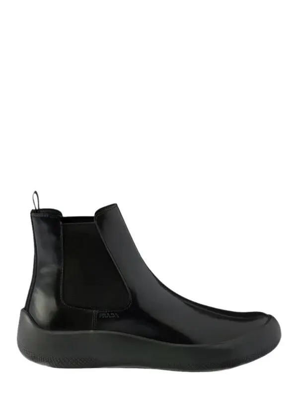 Prada Brushed Leather Chelsea Boots - Black