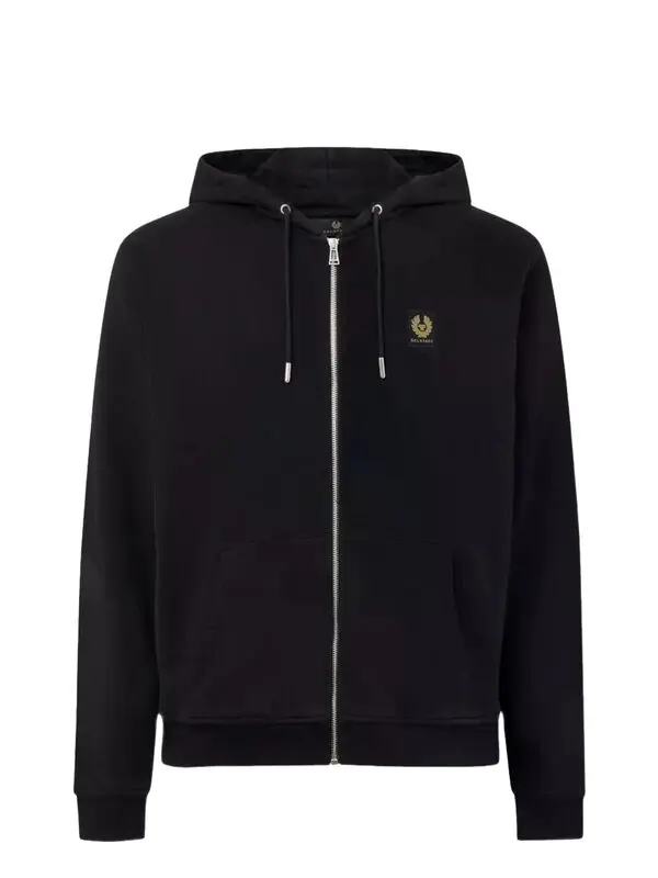 Belstaff Logo-patch Zip-up Hoodie - Black