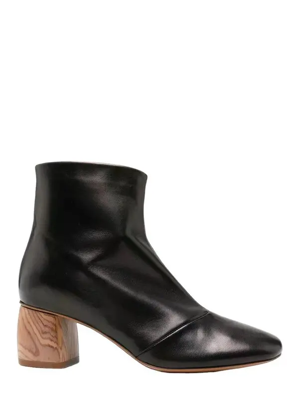 FORTE_FORTE Wood-effect Block Heel Ankle Boots - Black