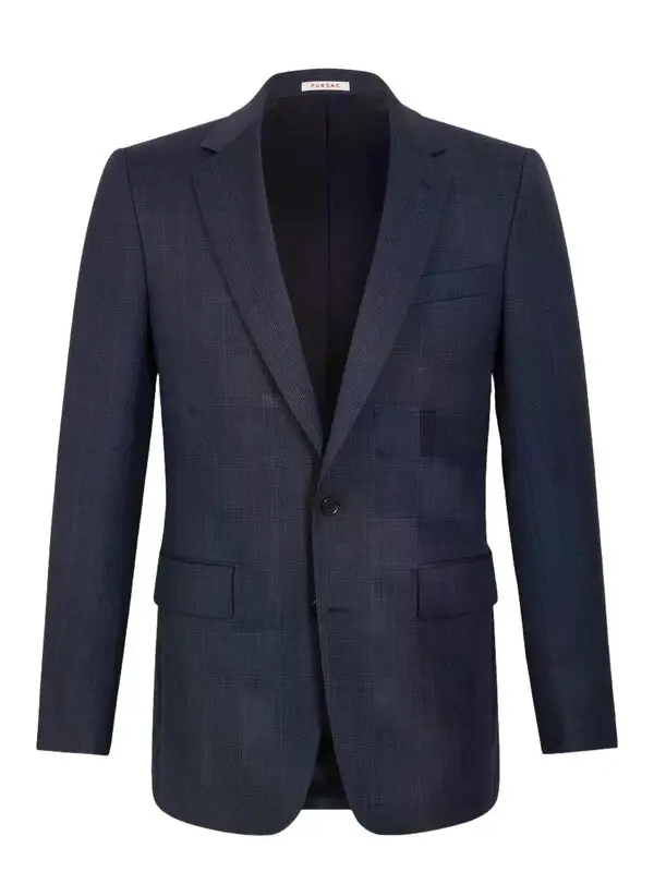 FURSAC Prince Of Wales Virgin Wool Suit Jacket - Blue