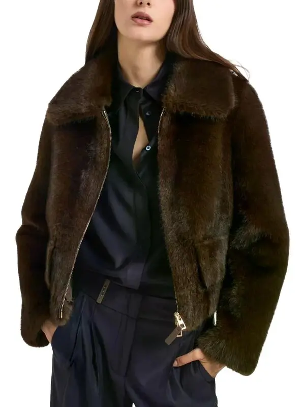 BULLY Faux-fur Single-breasted Coat - Brown