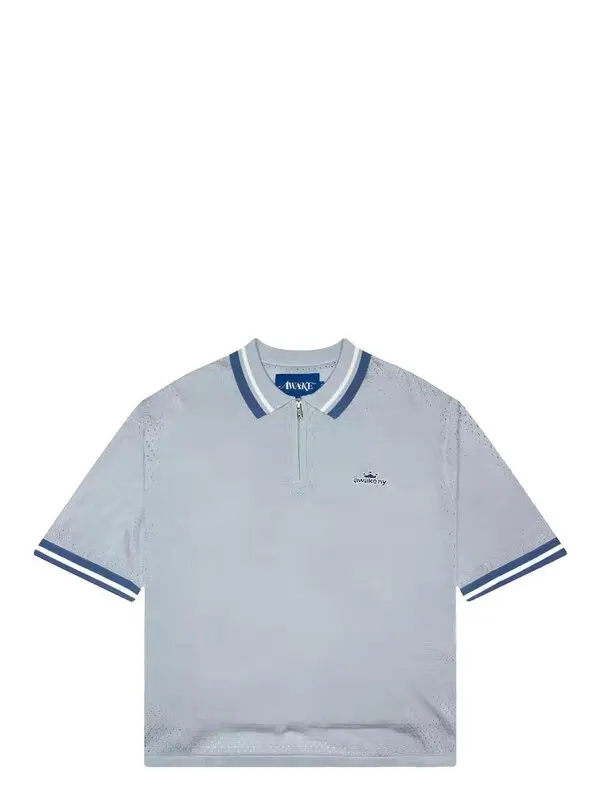 AWAKE NY Mesh Zip-up Polo Shirt - Blue