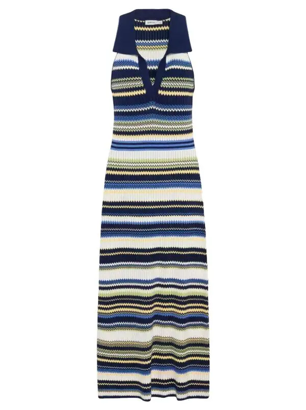 Simkhai Kerrin Chevron-knit Midi Dress - Blue